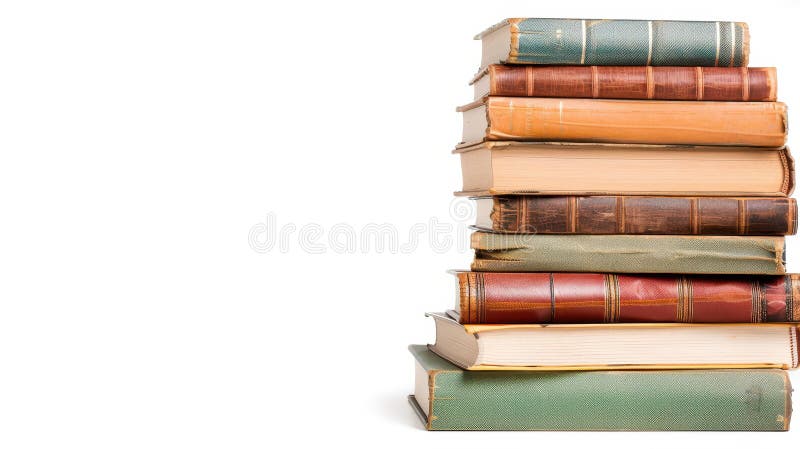 A Chic Stack of Leather Hardcover Books Arranged Vertically, Showcasing ...