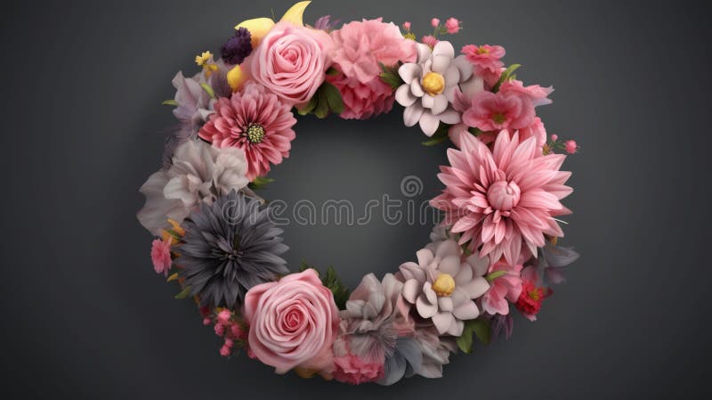 Chic and Stylish, Flower Wreath with Room for Text Stock Illustration ...