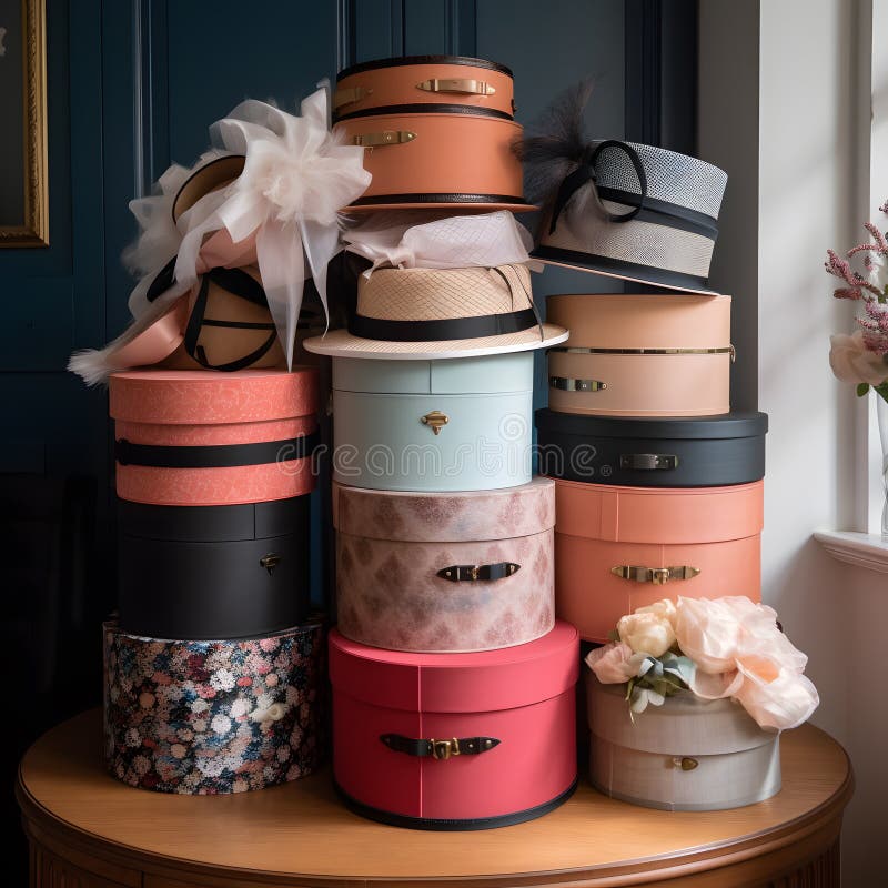 Chic and Stylish Hat Box Filled with Designer Hats and Fa Two ...