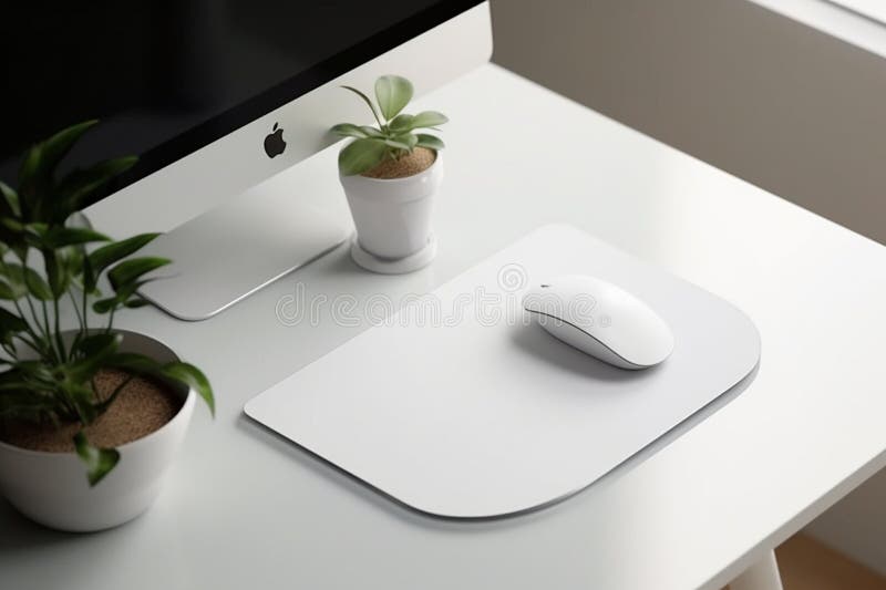 Chic Table Display, White Mouse Pad Mockup with Props, Mouse, Keyboard ...