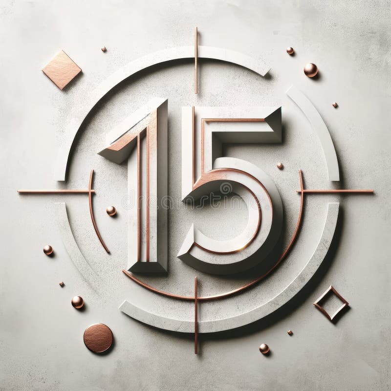 Chic 15th Anniversary with Copper and Geometric Design Stock ...