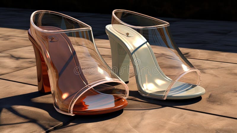 Chic and Trendy PVC Mule Sandals with an Open Toe and High Heel Stock ...