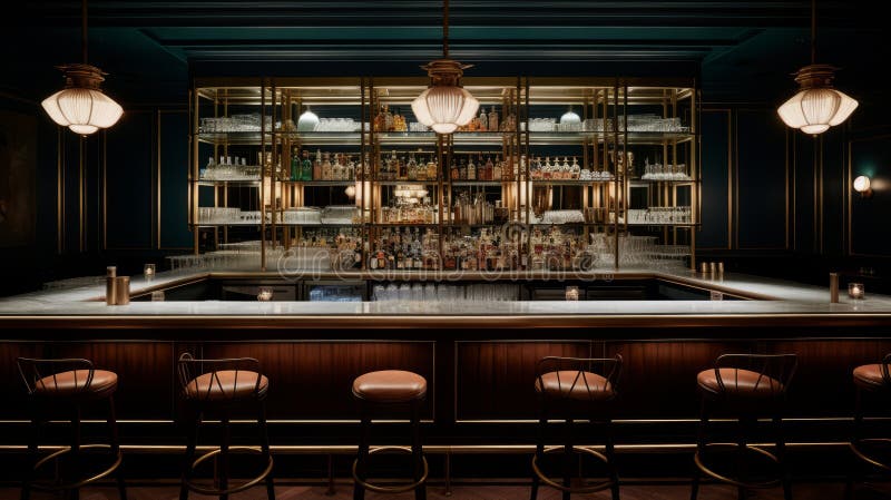 A Chic, Upscale Cocktail Bar with Mixologists Stock Illustration ...