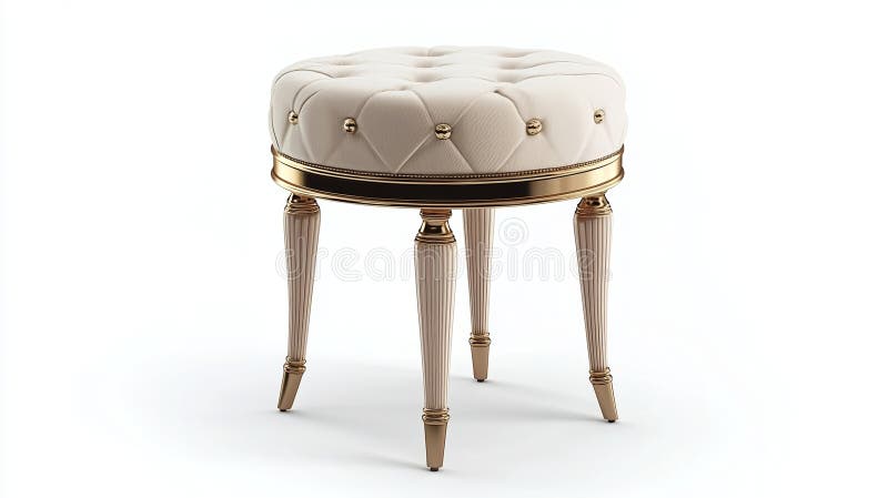 Chic Vanity Stool with Soft Cushion, Isolated on White for Luxury ...