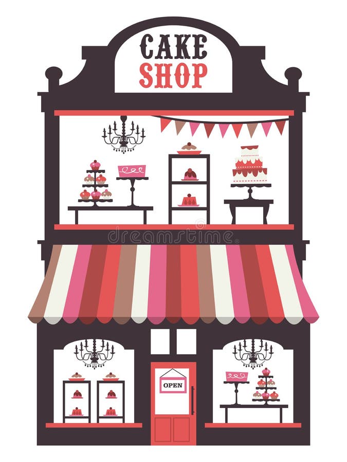 Vintage Victorian Cake Shopfront Stock Illustration - Illustration of ...