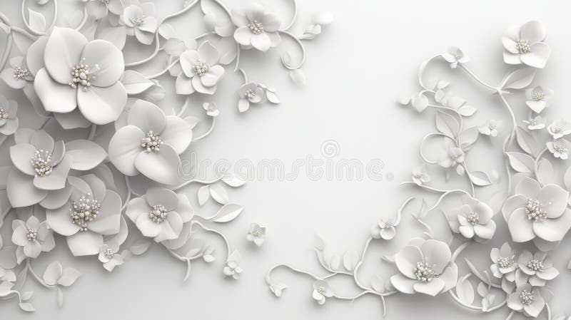 Chic White Floral Motif for a Refined Background Stock Photo - Image of ...