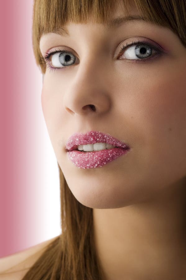 Chica Joven Con Los Labios Del Azúcar Imagen de archivo - Imagen de ...