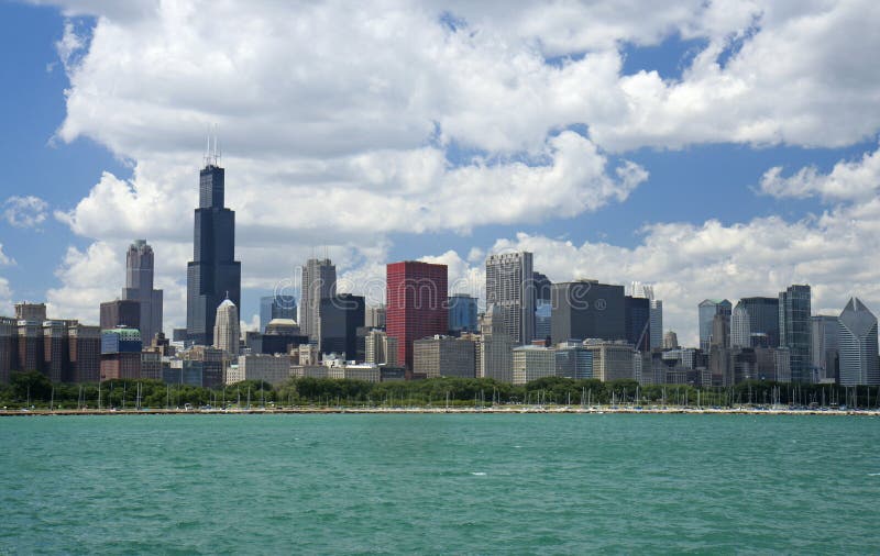 Chicago Skyline at Dawn stock image. Image of city, buildings - 10530129