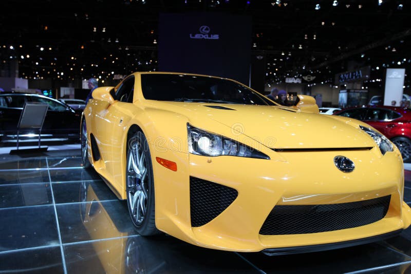 Chicago Auto Show Yellow Car Editorial Stock Image - Image of shadow ...