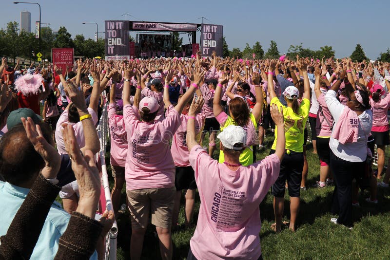 Chicago Avon Walk Participants with Arms Up Editorial Stock Image ...