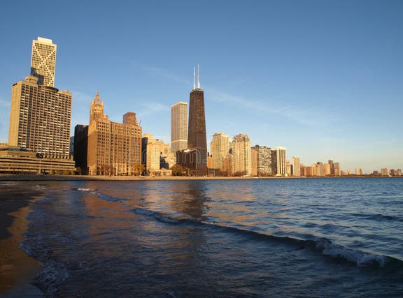 Chicago Beach Front stock image. Image of urban, landscape - 12240449