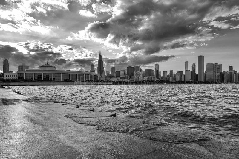 Chicago blanco y negro foto de archivo. Imagen de torre - 109165938