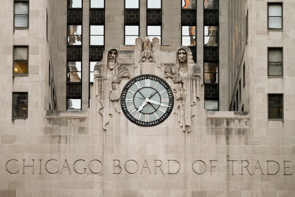 Chicago Board of Trade Building Editorial Stock Image - Image of clock ...