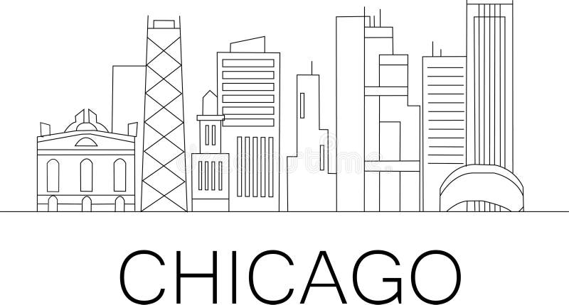 Chicago City Line Draw Free Vector Stock Illustration - Illustration of ...
