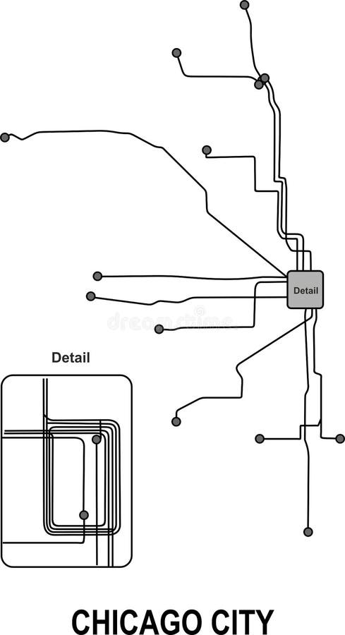 Chicago City Map with Boroughs Grey Illustration Silhouette Shape Stock ...