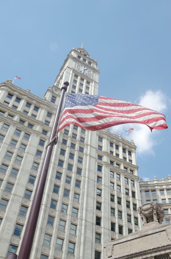 Chicago city shot stock photo. Image of scenic, flag - 46939776