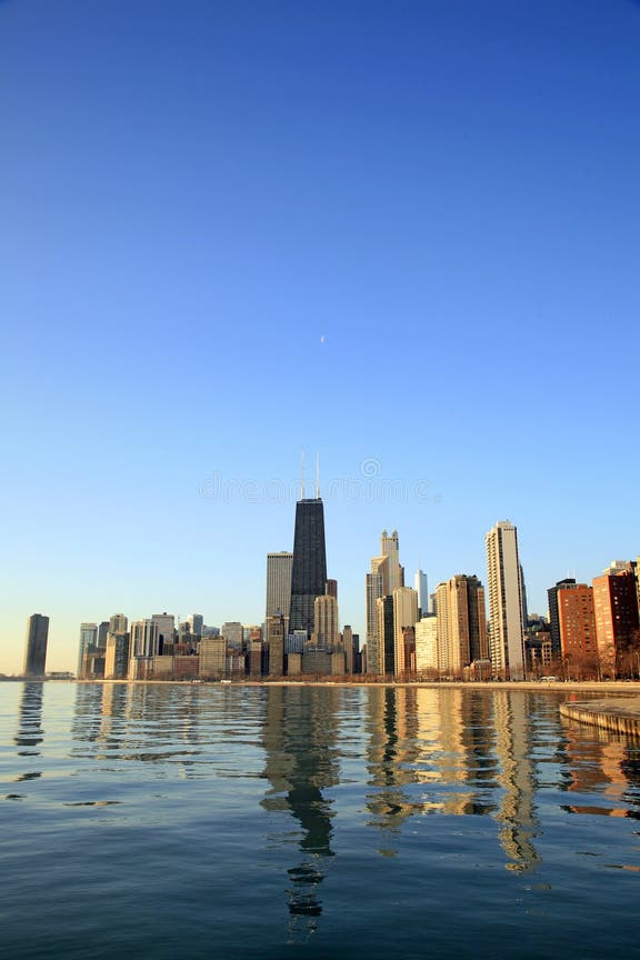 Chicago City Skyline at Dawn Stock Image - Image of beautiful, michigan ...