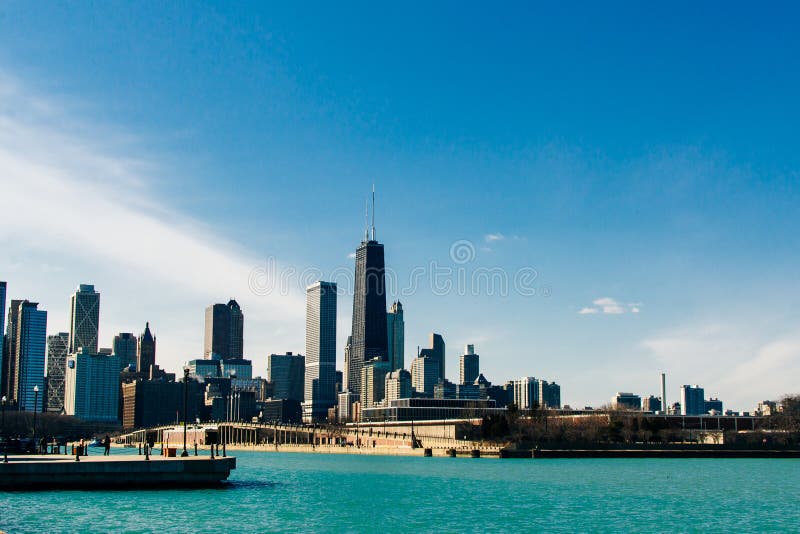 Chicago City Summertime Skyline by the Lake Stock Image - Image of ...