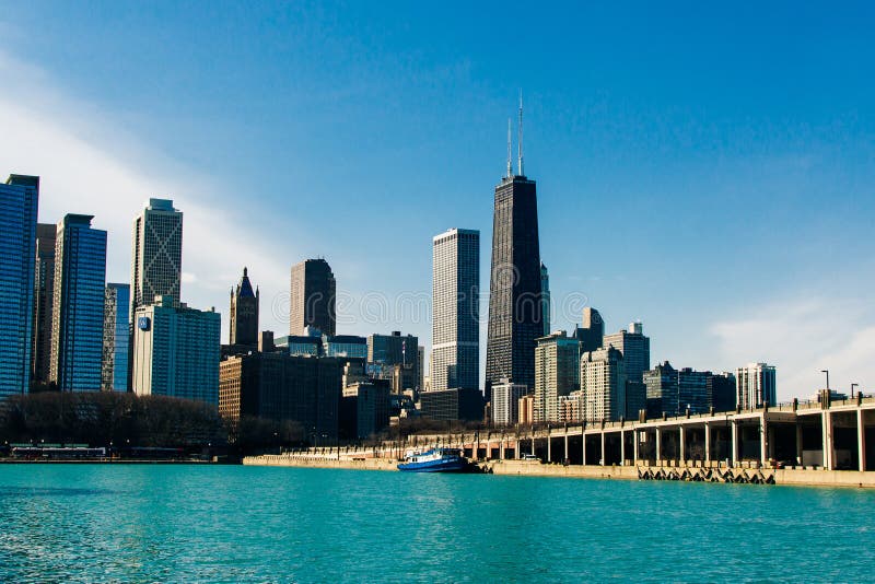 Chicago City Summertime Skyline by the Lake Stock Image - Image of ...