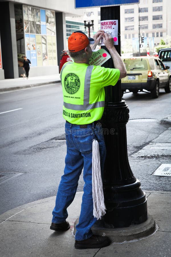 Chicago City worker editorial stock photo. Image of working - 19618393