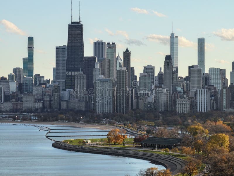 Chicago Cityscape with Skyline and Lake Editorial Photo - Image of ...