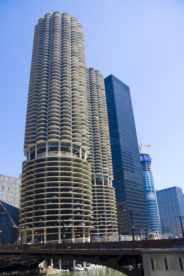 Marina City Towers Closeup - Chicago, IL Stock Photo - Image of parking ...