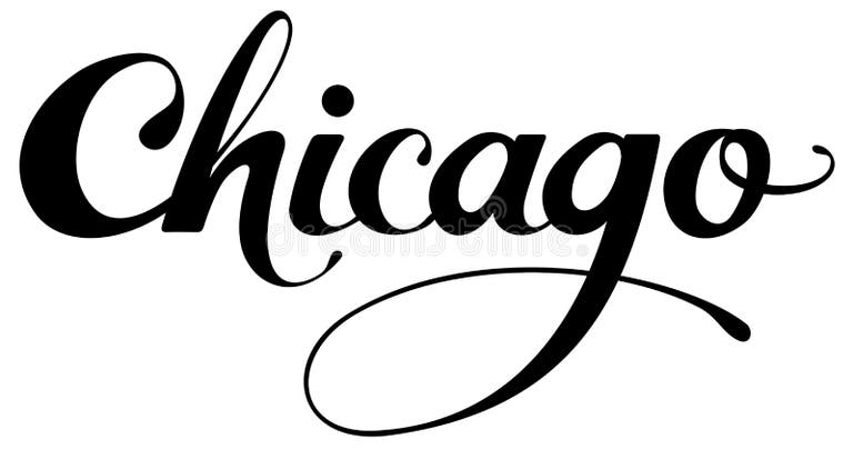 Chicago - Custom Calligraphy Text Stock Vector - Illustration of states ...