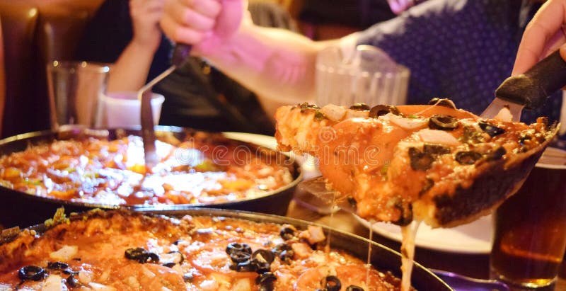 Chicago deep dish pizza stock image. Image of tasty, share - 75099051