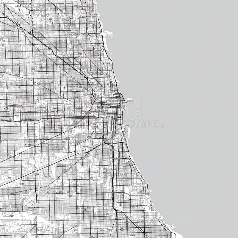Chicago Detailed Downtown Layout for Urban Decor Stock Illustration ...