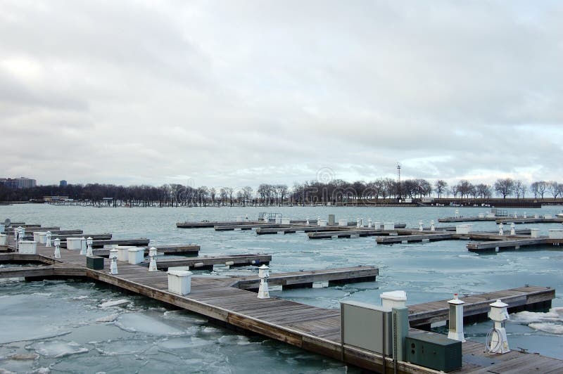 Chicago Docks in Winter stock photo. Image of lake, waves - 45931392