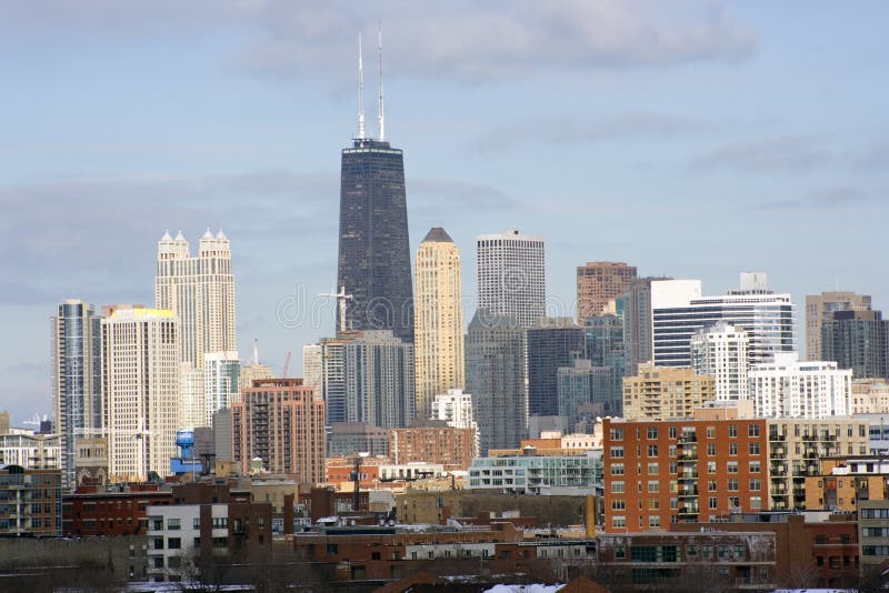 Chicago Downtown Seen from West Side Stock Image - Image of scenics ...