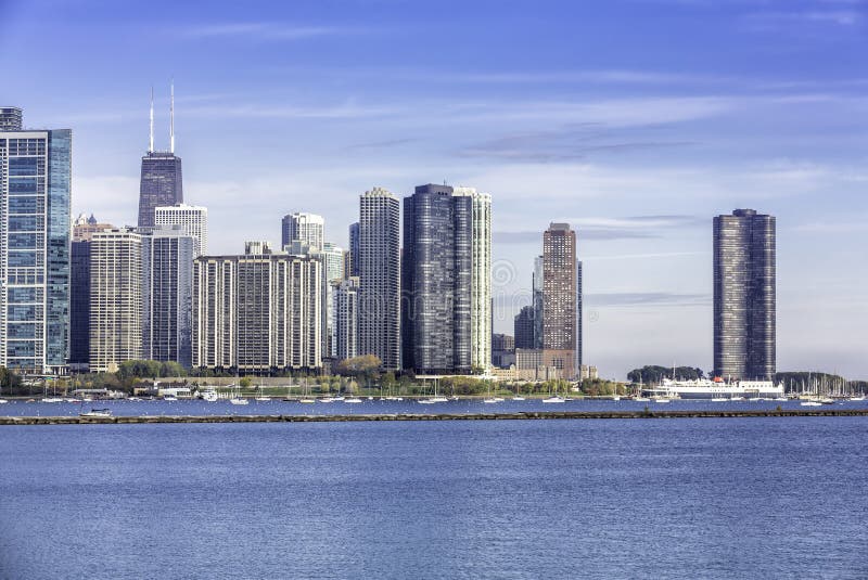 Chicago downtown view stock photo. Image of famous, lake - 34882612