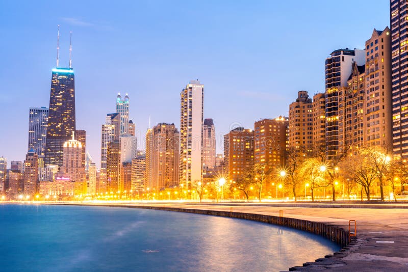 Chicago at dusk stock photo. Image of sears, financial - 50250194