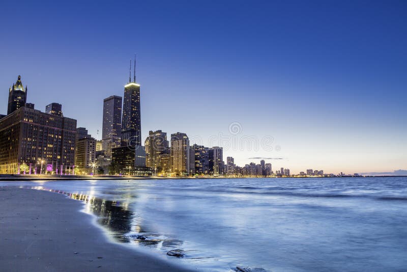 Chicago by dusk stock image. Image of finance, front - 31068969