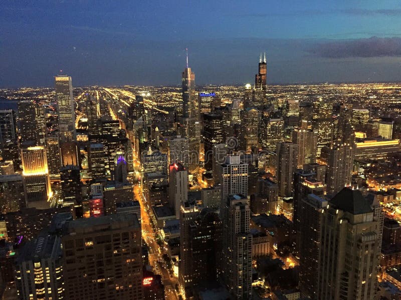 Chicago in the evening stock image. Image of chicago - 119074031