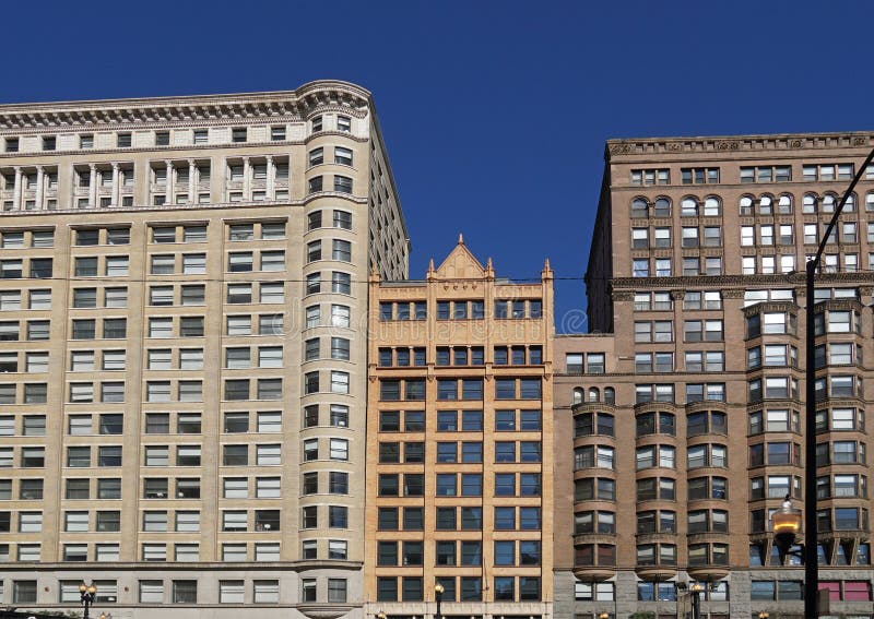 Chicago, Facades of Old Buildings Stock Photo - Image of dearborn, 19th ...