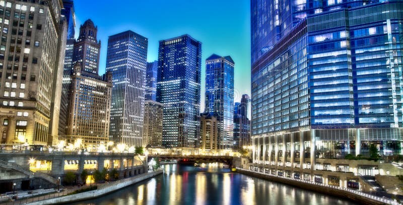 Chicago Financial District stock image. Image of skyline - 19764045