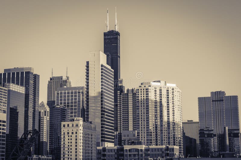 Chicago financial district stock photo. Image of dramatic - 31068900