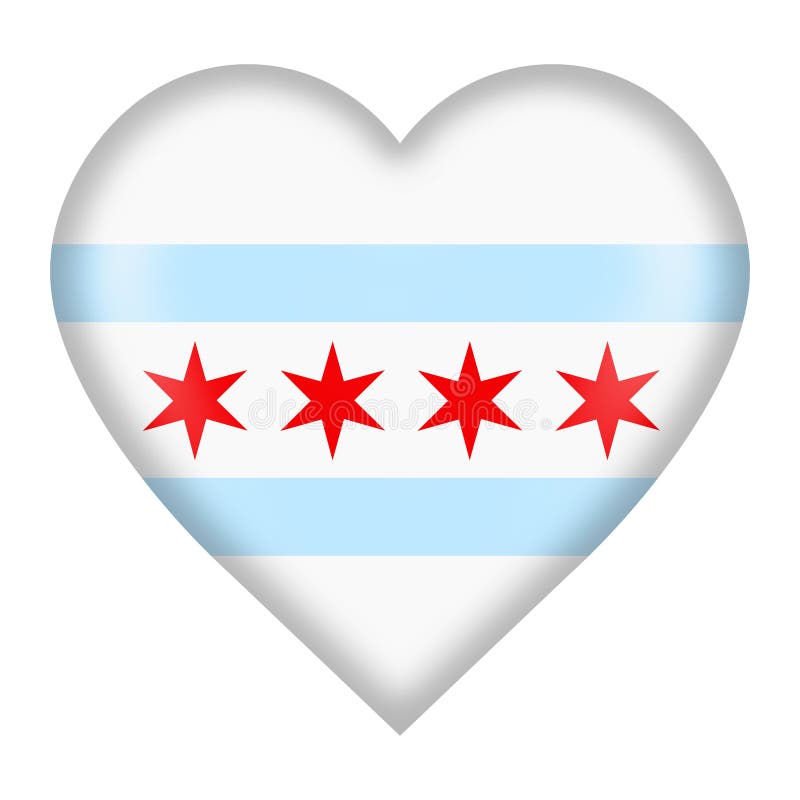 Chicago Flag Heart Button Isolated on White with Clipping Path Stock ...