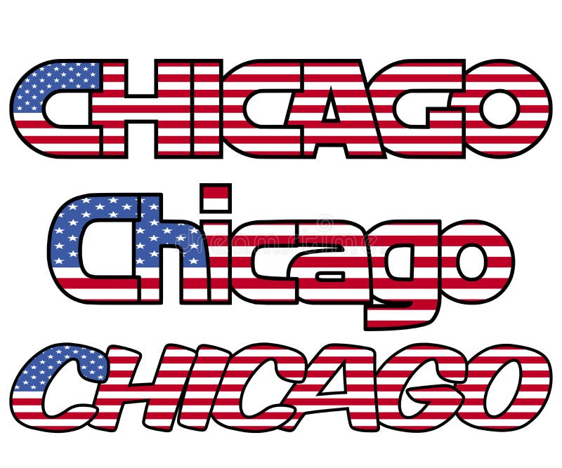 Chicago Flag Text with Overlapping Letters Illustration Stock ...