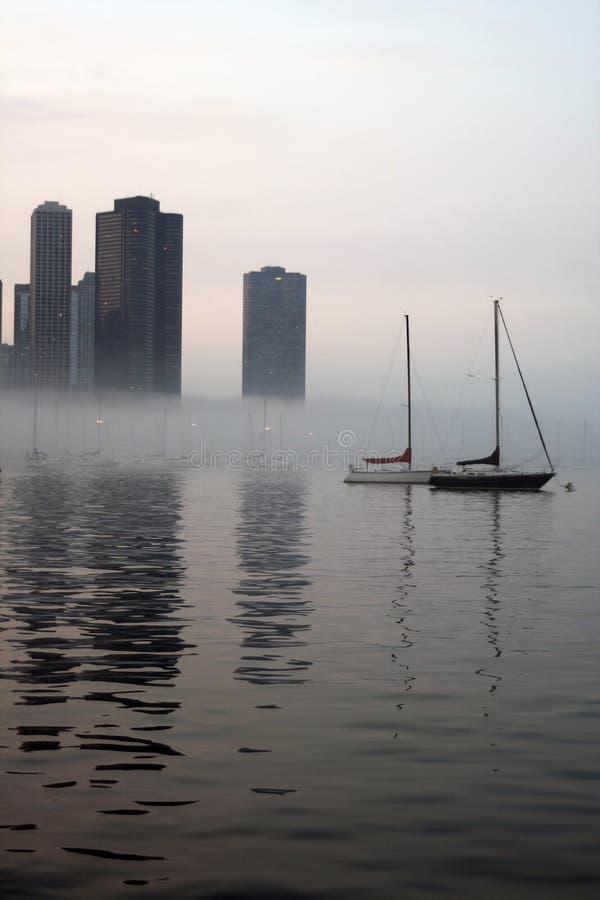 Chicago in the Fog stock photo. Image of illinois, lake - 21350064