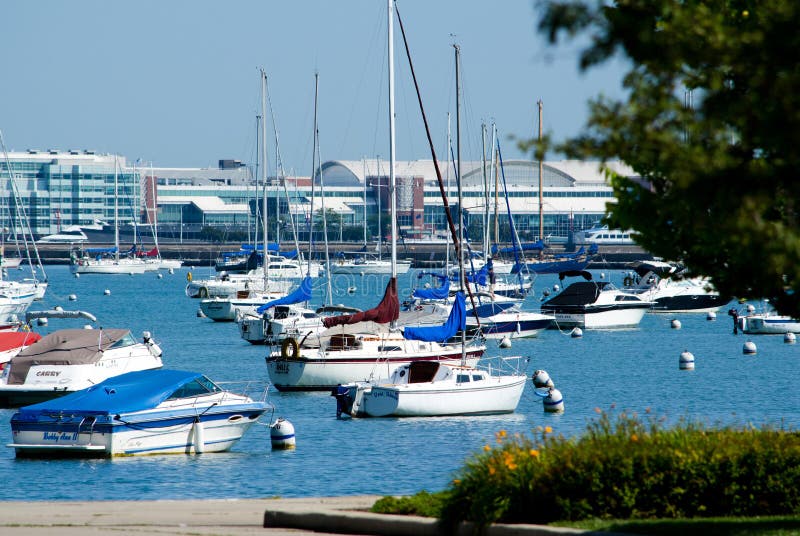 Chicago Harbor and Navy Pier Editorial Stock Image - Image of metal ...