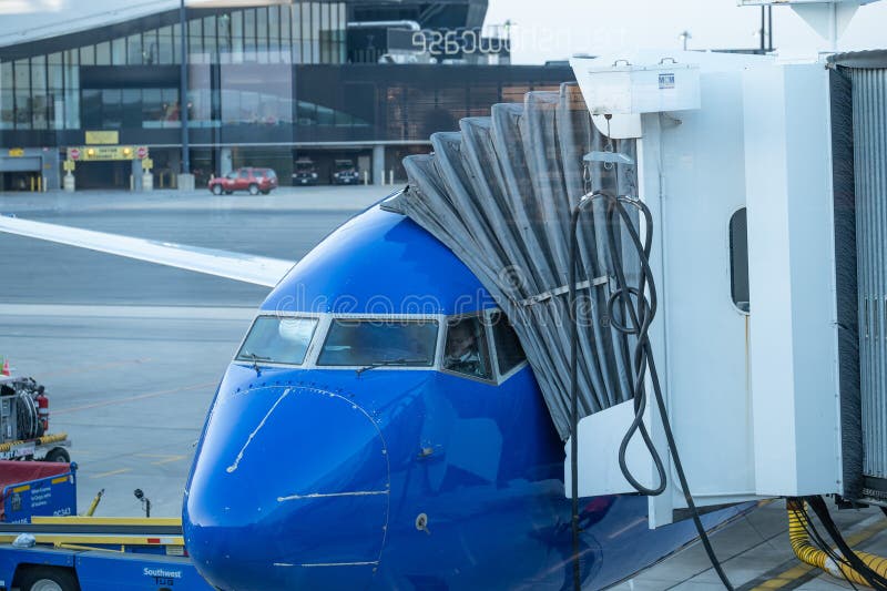 Chicago, IL - 4-8-2023: Southwest Plane with Pilot in the Cockpit ...