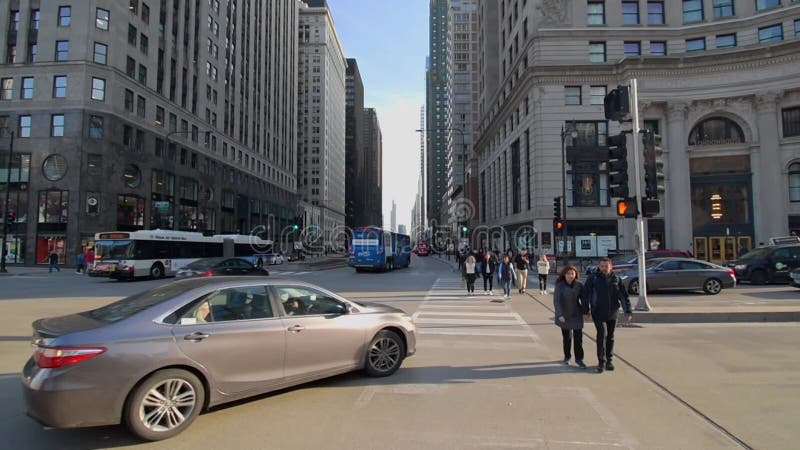 View of E Wacker Drive and Michigan Avenue Intersection in Chicago ...