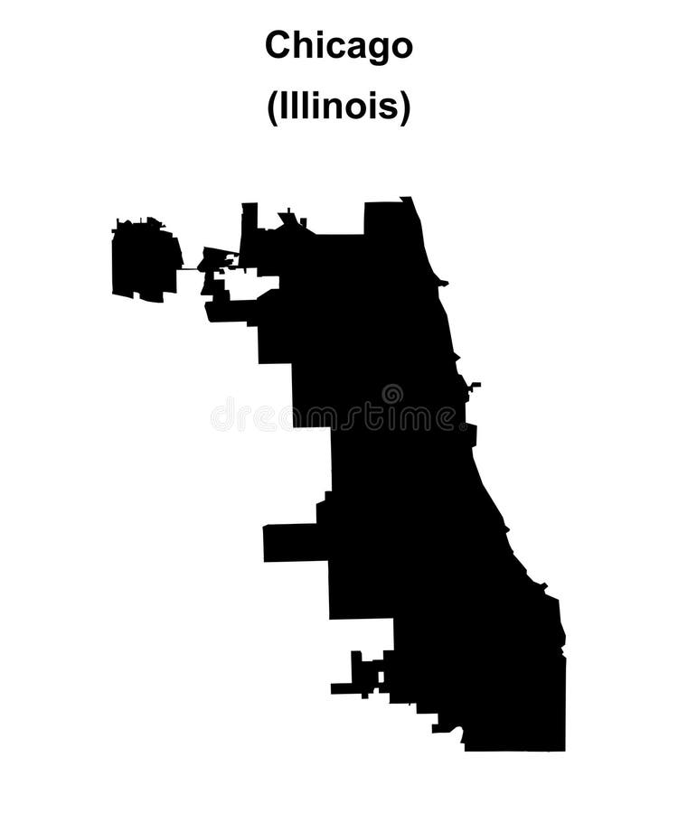 Chicago outline map stock vector. Illustration of boundary - 357275115