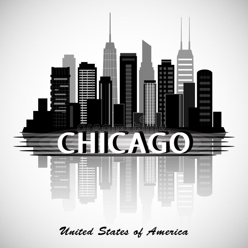 Chicago Skyline Silhouette Clip Art
