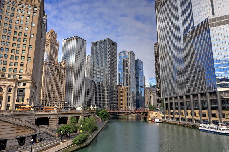Chicago, Illinois and the Chicago River Editorial Stock Image - Image ...