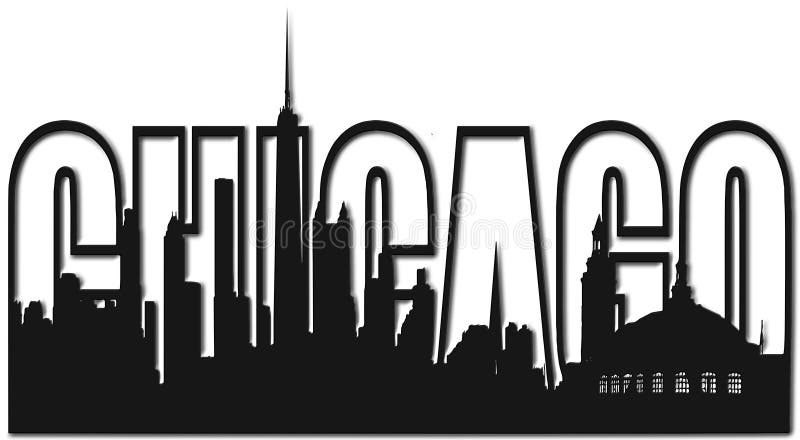 Chicago Illinois Skyline in Black Stock Vector - Illustration of ...