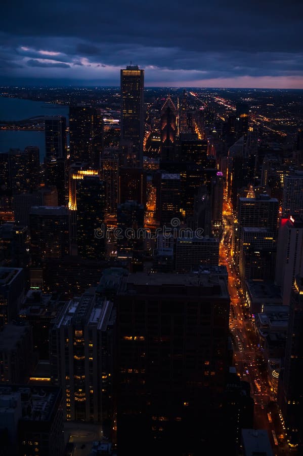Chicago, Illinois - USA - October 22, 2020- Chicago Buildings at Night ...