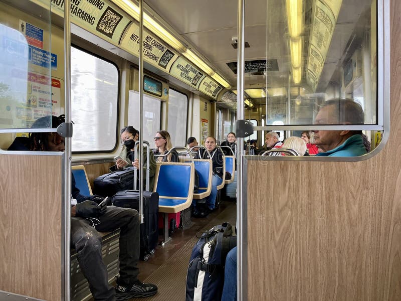 Commuters Ride Chicago Transit Authority (CTA) El Train from O Hare ...